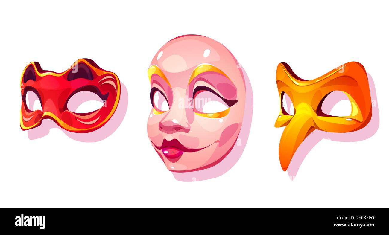Masquerade mask and carnival face costume vector icon. Venetian theater ...