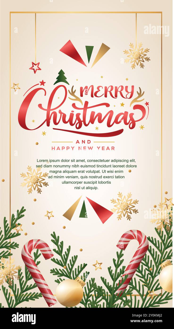 merry christmas greeting card with christmas tree, christmas greeting ...