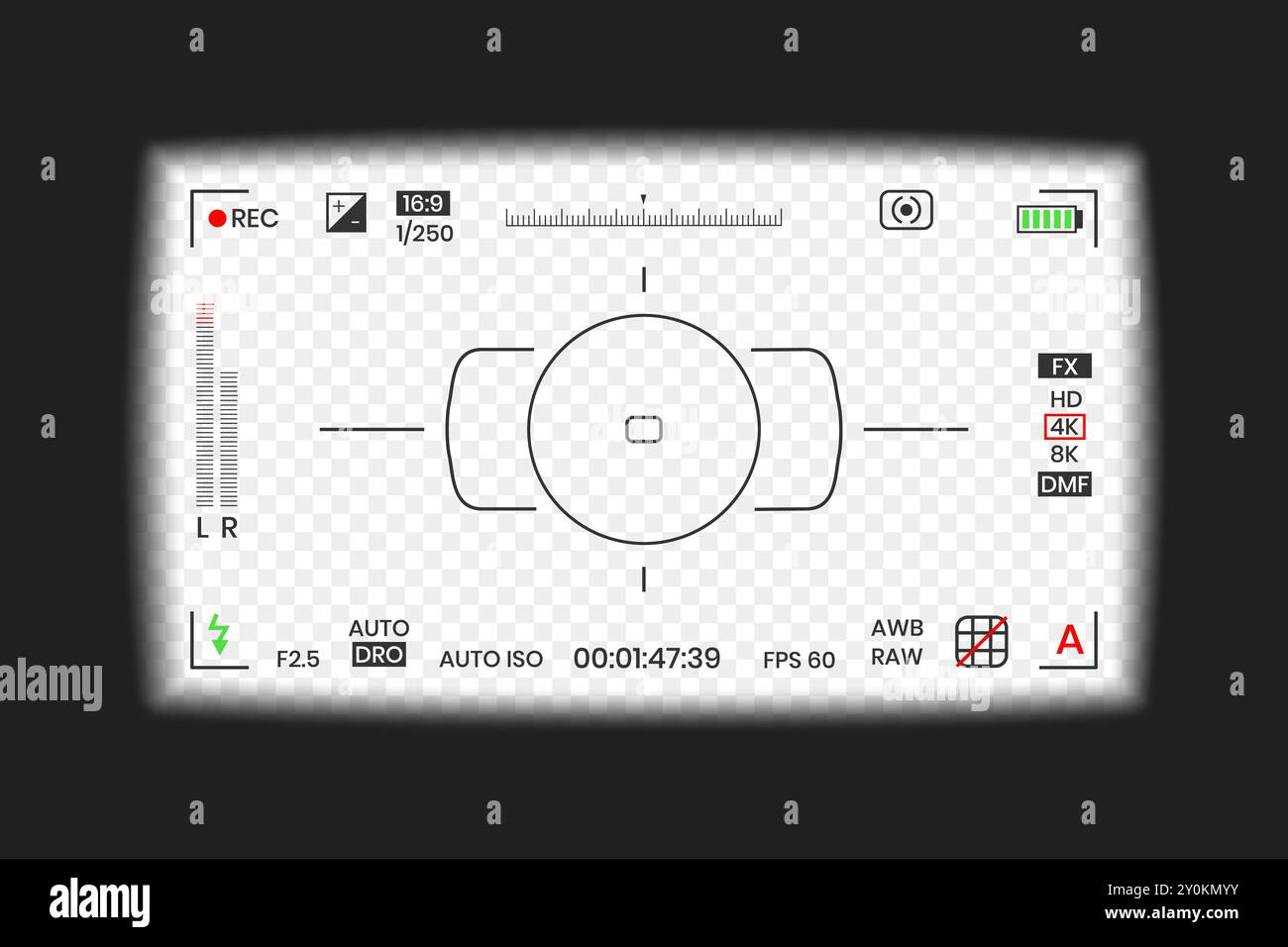 Camera viewfinder video or photo frame recorder flat style design ...