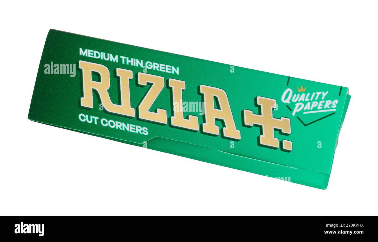 Packet of Rizla green medium thickness cigarette hand rolling papers ...