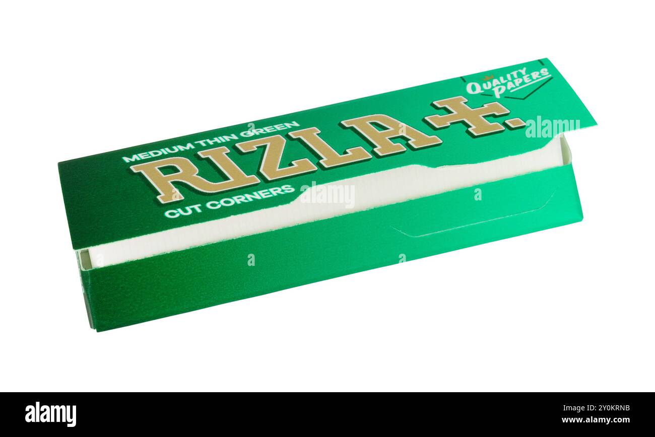 Packet of Rizla green medium thickness cigarette hand rolling papers ...
