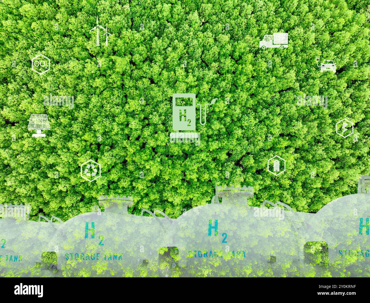 H2 fuel storage tank. Green hydrogen concept, sustainable renewable ...