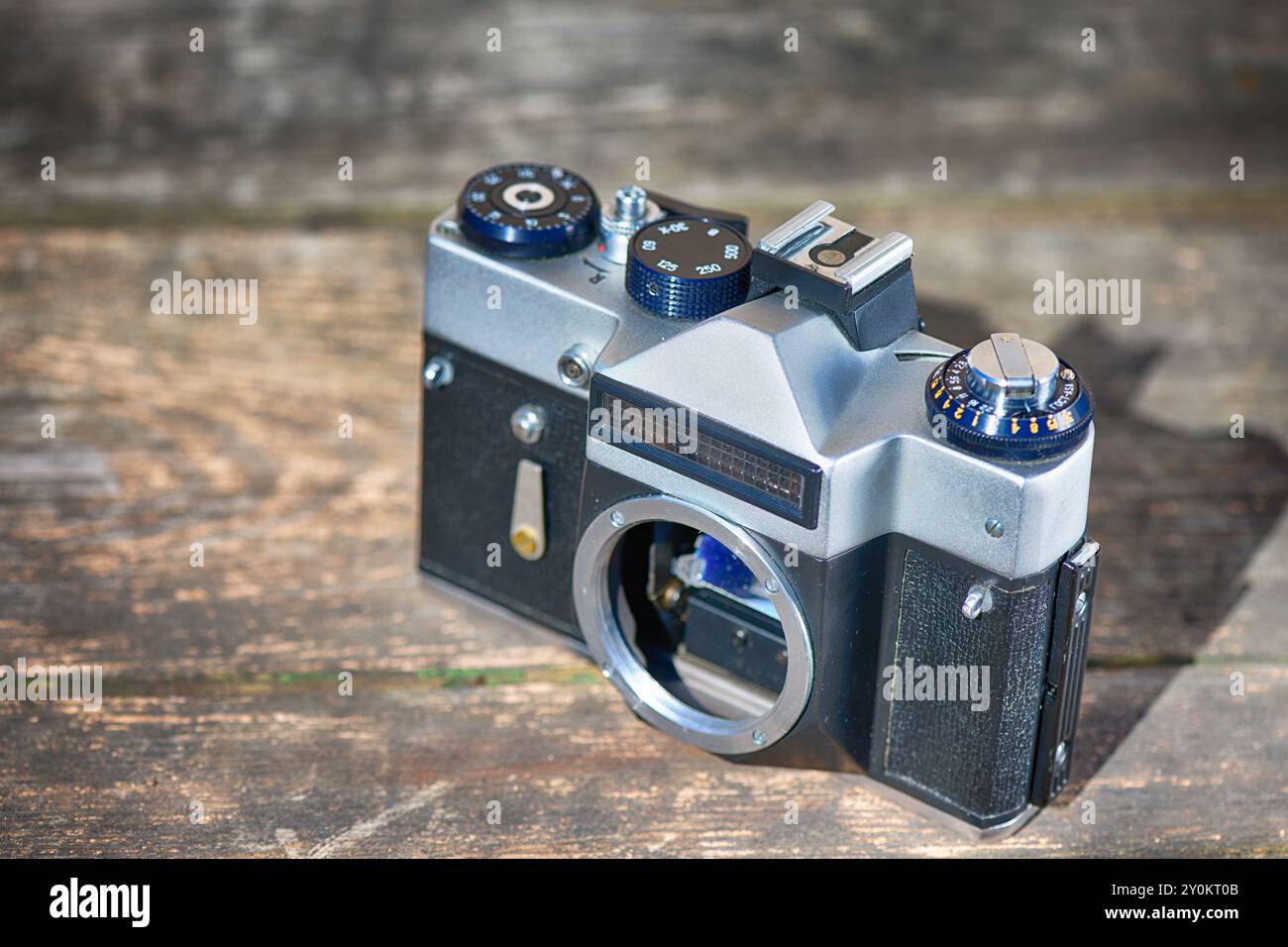 Old soviet analog 35 mm film camera without a lens Stock Photo - Alamy