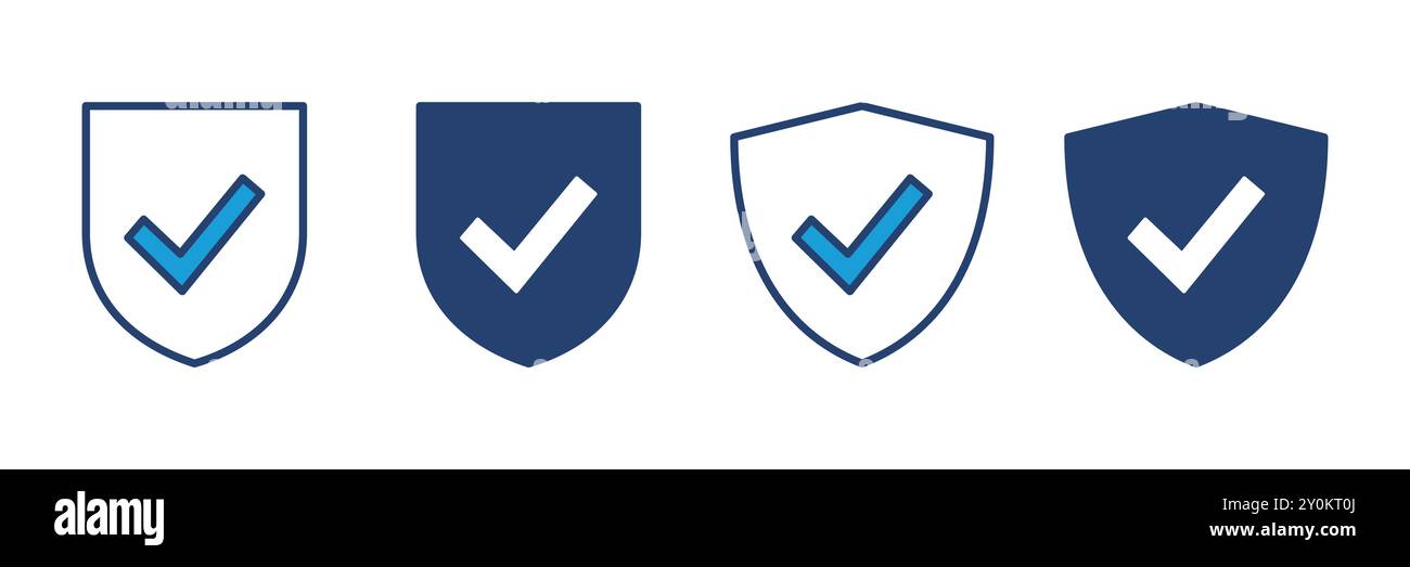 Shield check mark icon vector. Protection approve sign. Safe icon ...