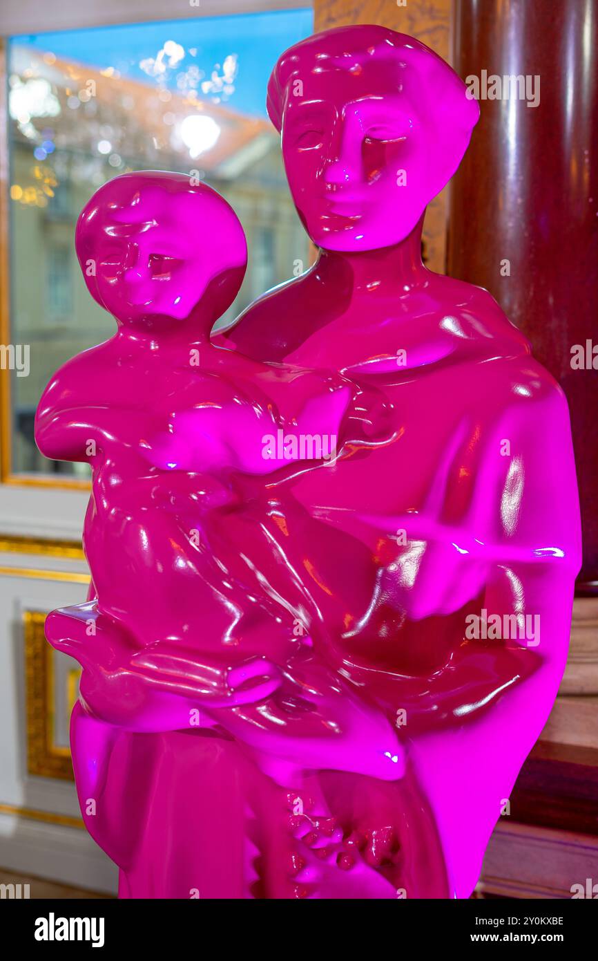 life-size statue of Saint Anthony in hot pink porcelain.lisbon-Portugal ...