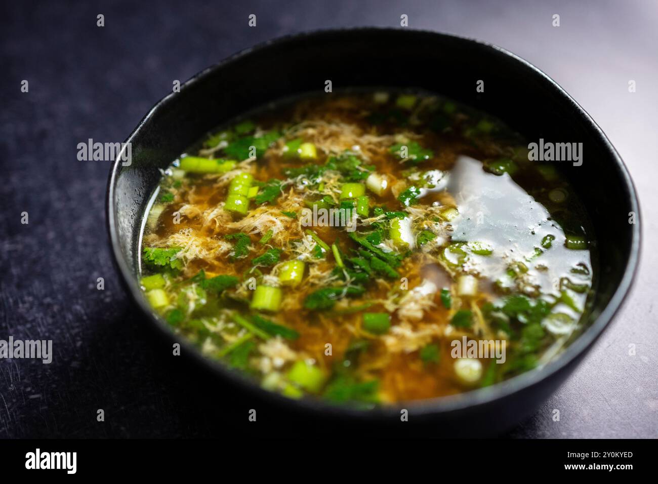 Chinese minced beef and cilantro soup Stock Photo - Alamy