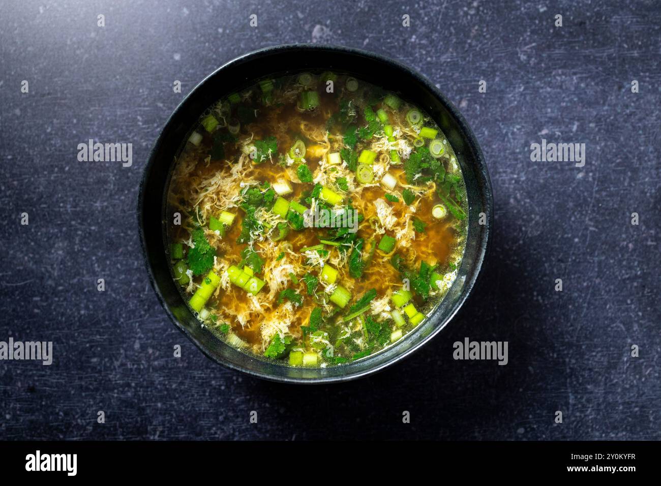 Chinese minced beef and cilantro soup Stock Photo - Alamy