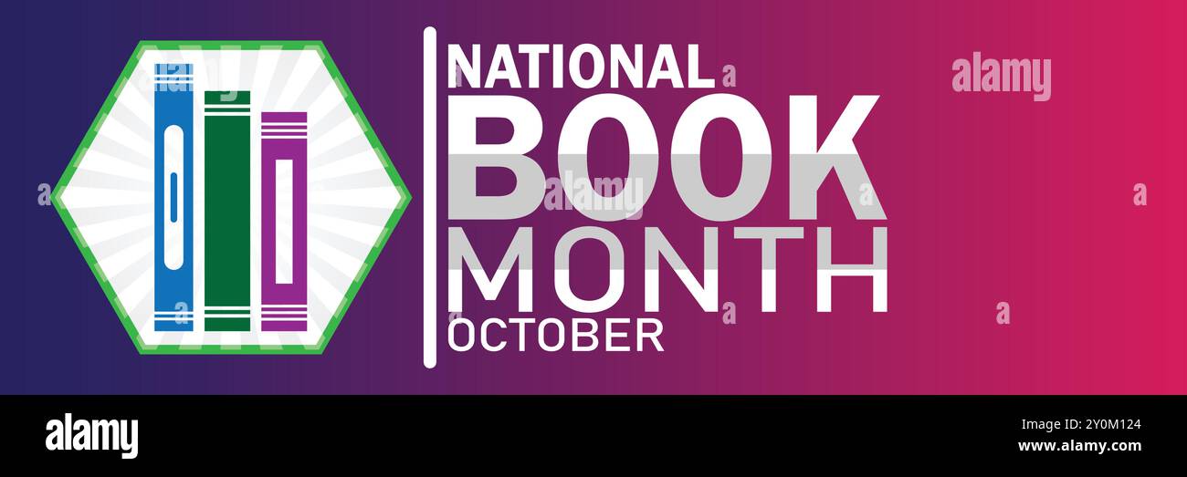 National Book Month. October. Suitable for greeting card, poster and ...