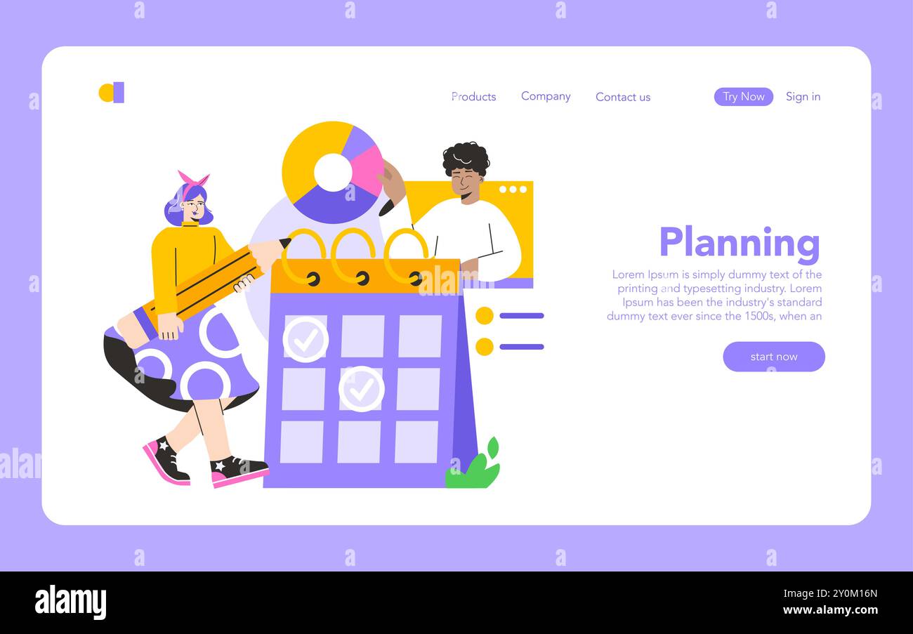 Business Planning concept. A team collaborates on a calendar and pie ...