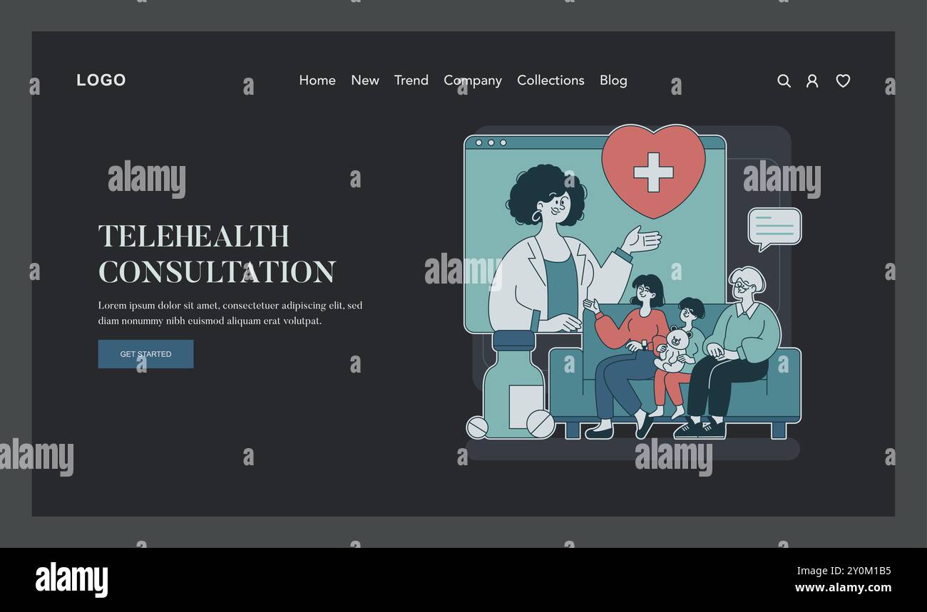 Telehealth Consultation concept. Family engages in remote medical ...