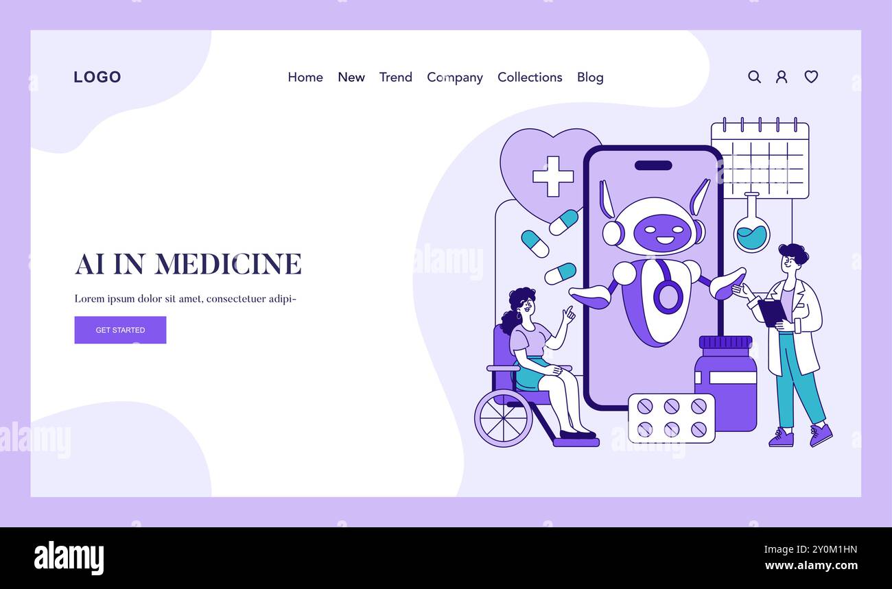 AI in Medicine concept. Digital healthcare technology with a friendly ...