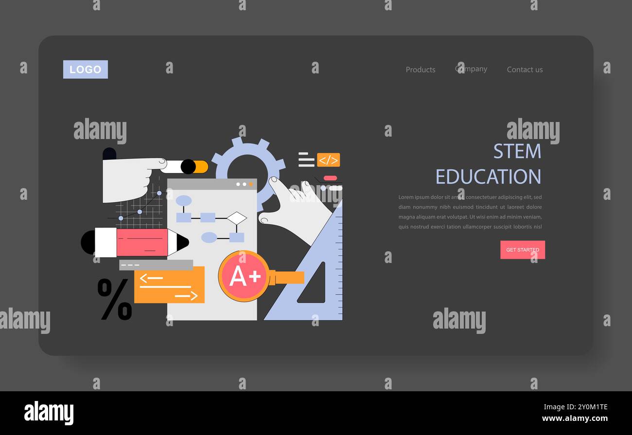 STEM education concept. Digital web banner illustrating tools for ...