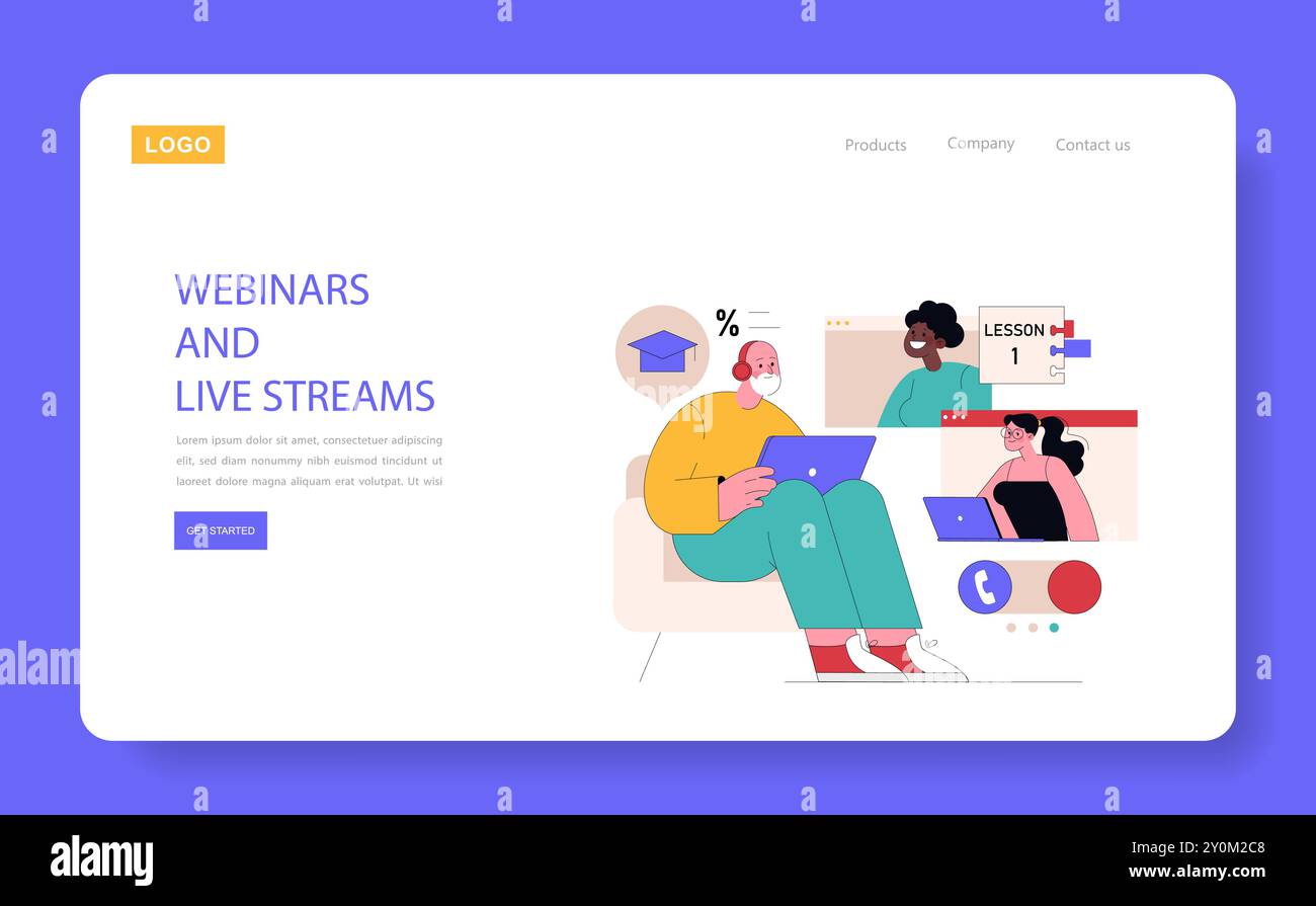 Online Learning Platform concept. Diverse characters engaging in ...