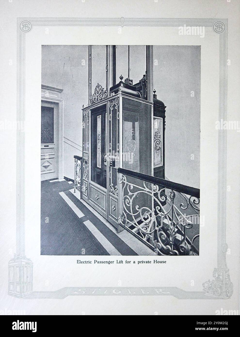 Electric Passenger Lift for Private Residence. Vintage Illustration ...