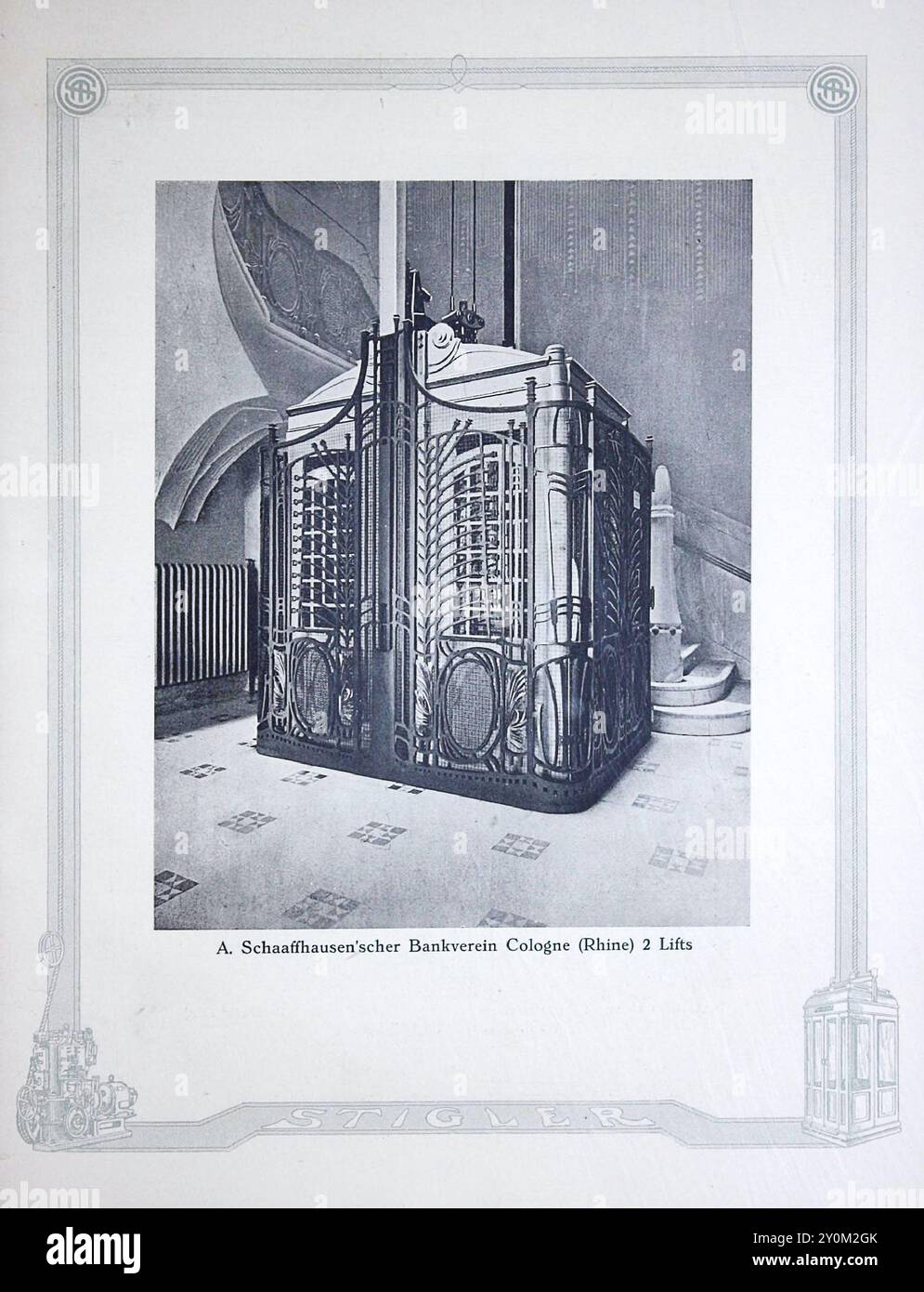 Art Nouveau Iron cage of Stigler Lift at A. Schaaffhasen'scher Bank in ...