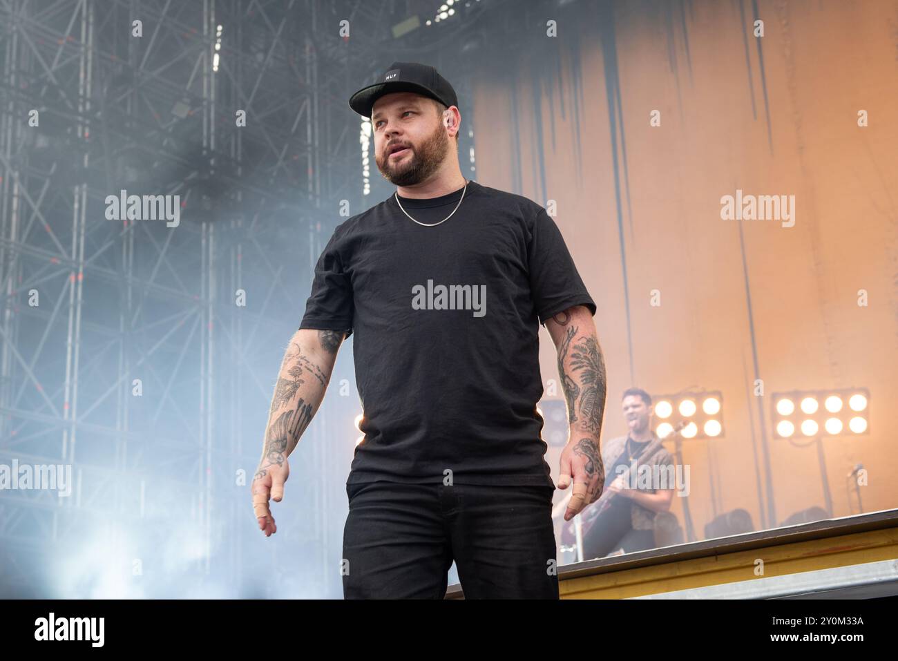 July 06, 2024: Ben Thatcher performs with Royal Blood at IDays festival ...