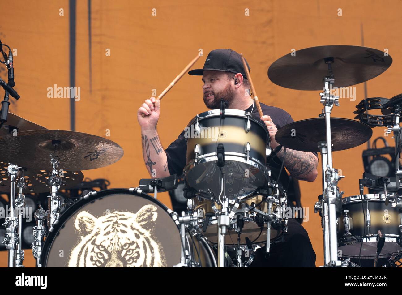 July 06, 2024: Ben Thatcher performs with Royal Blood at IDays festival ...