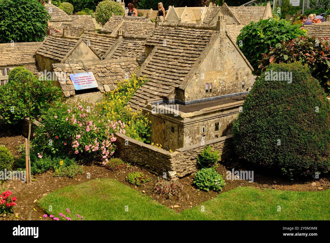 Elevated standing view of miniature replica traditional English stone ...