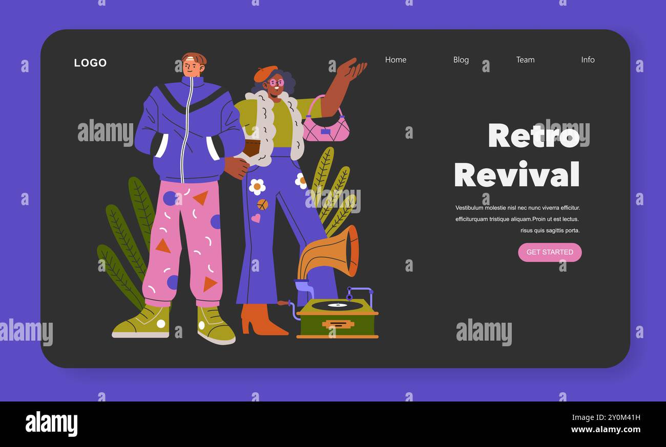 Retro Revival concept. Stylish young couple showcasing vintage fashion ...