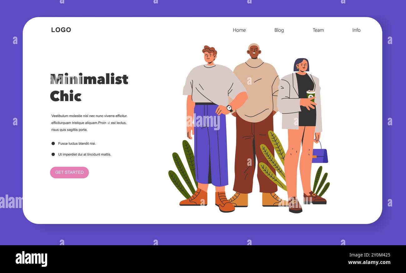 Minimalist Chic fashion concept. Trendy individuals showcasing simple ...