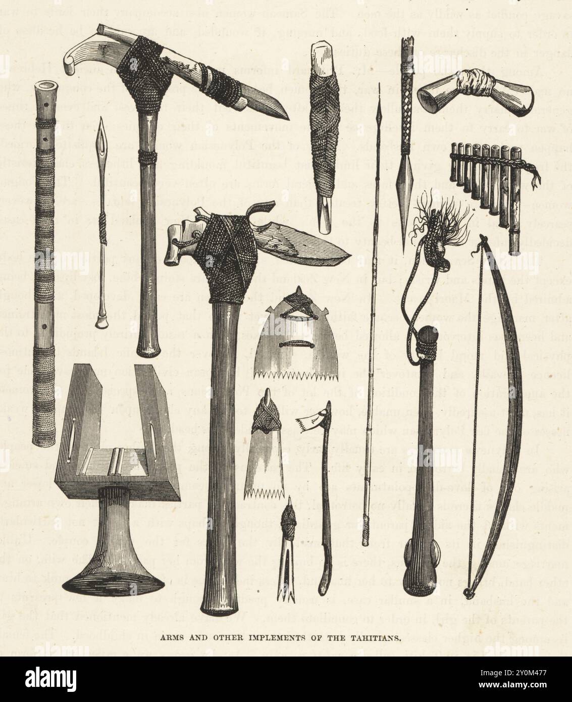 Weapons, tools and musical instruments of Tahiti. Adze or to'i, chisel ...