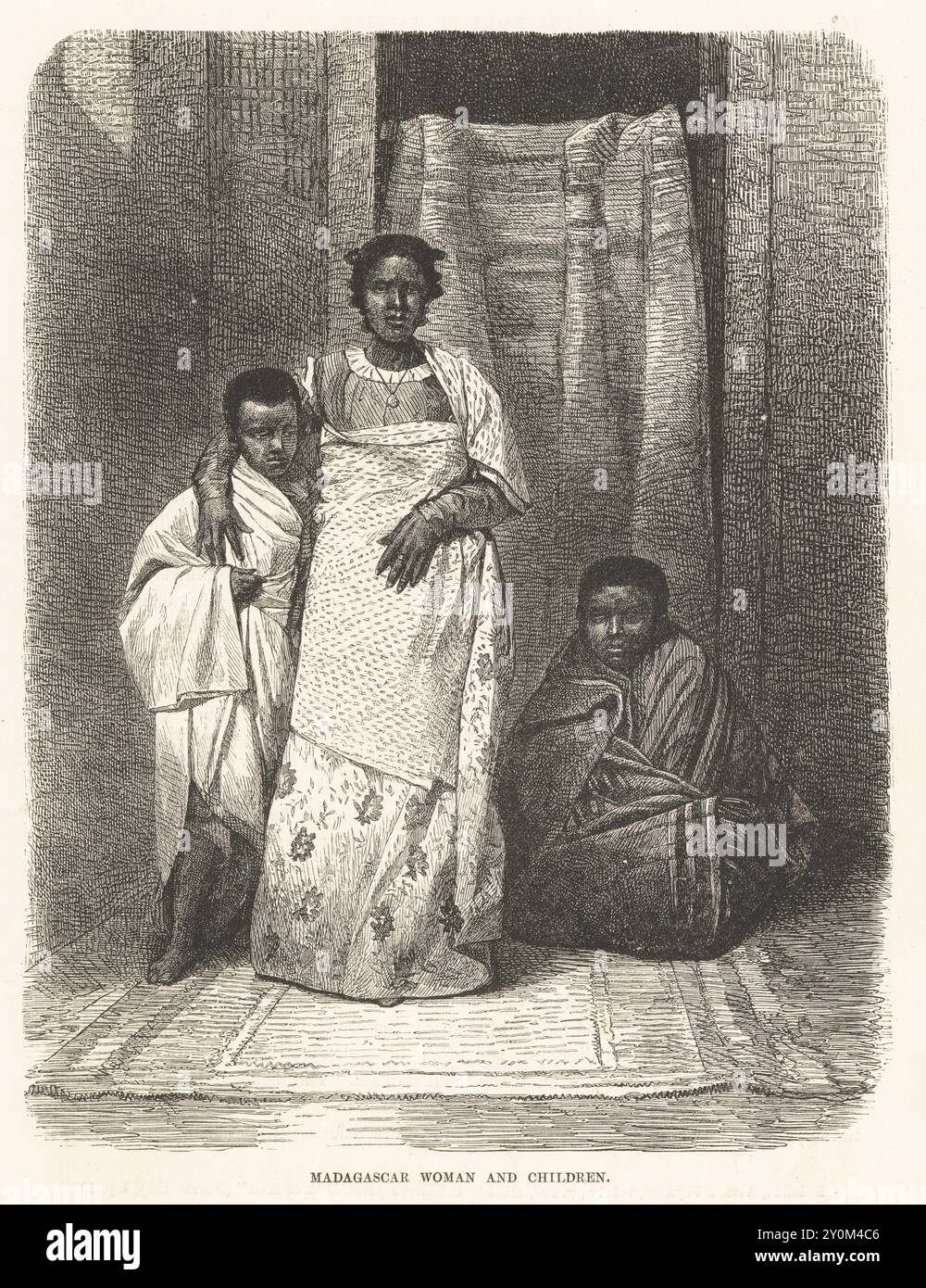 Malagasy (Madegasse) mother and her children, Madagascar, 19th century ...