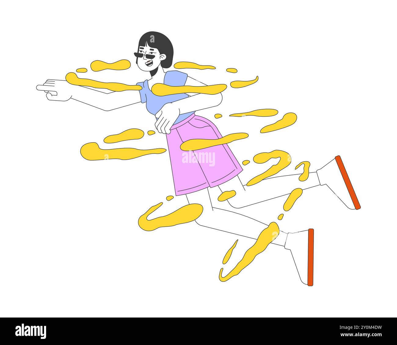 Happy korean woman flying in dreams 2D cartoon character Stock Vector ...