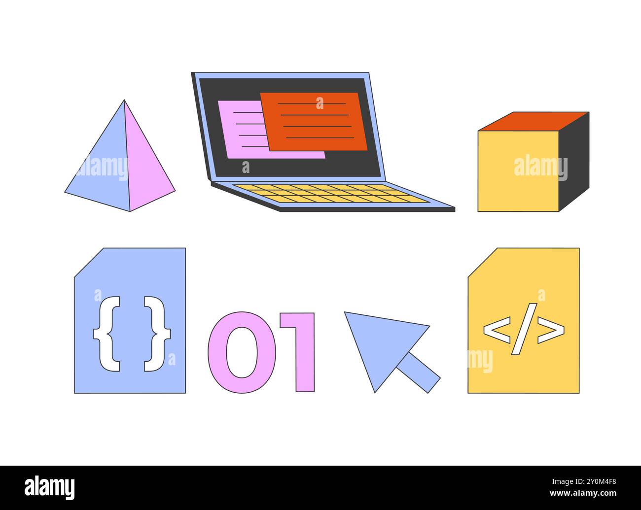 Web development tools 2D cartoon objects set Stock Vector Image & Art ...