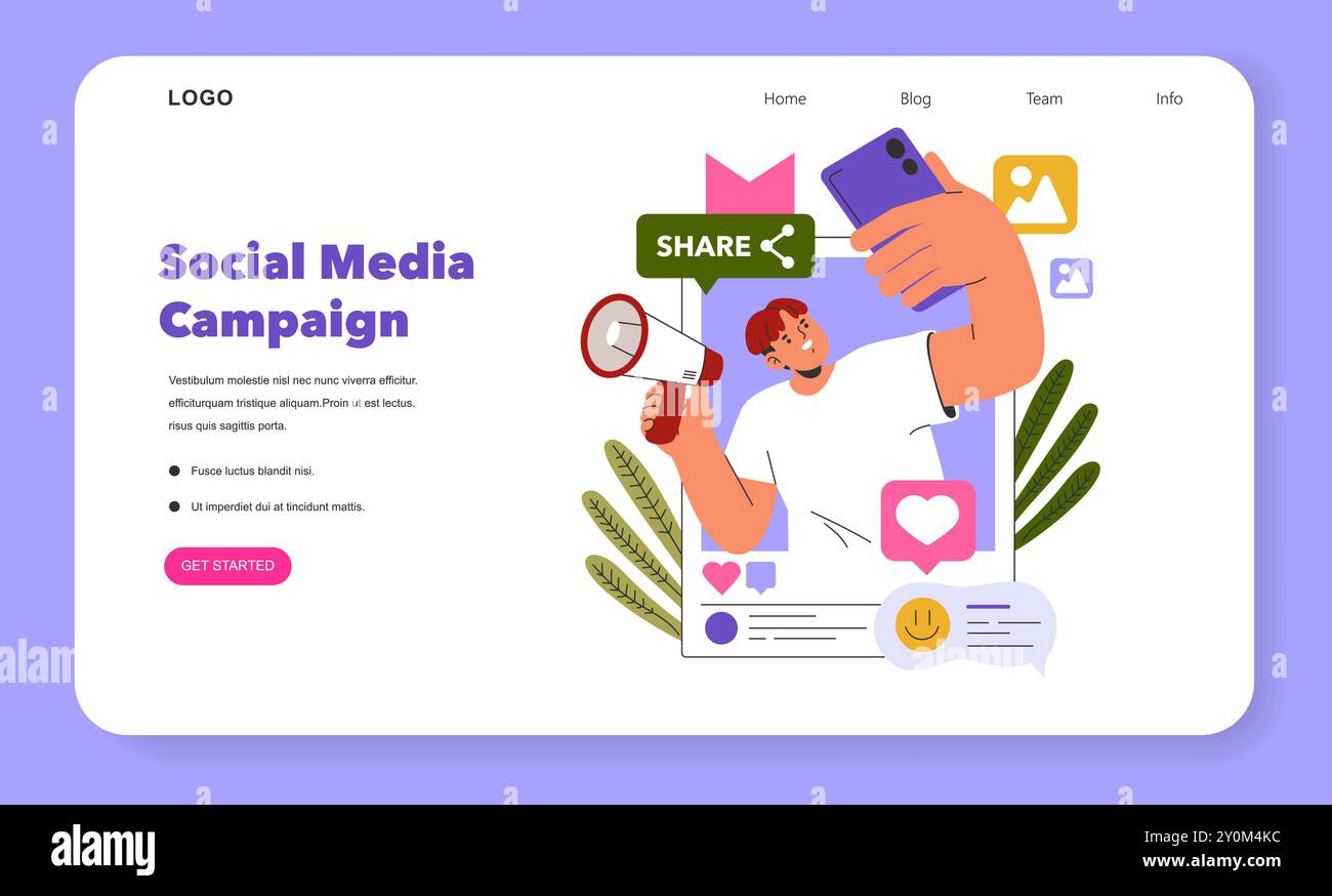 Social Media Campaign concept. An engaging interface with a user ...