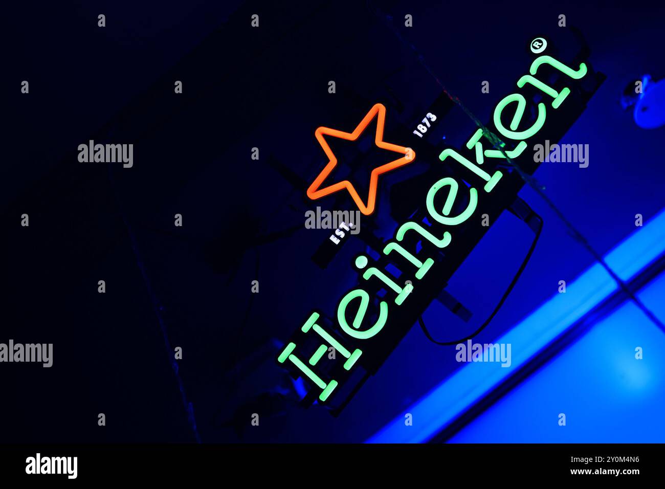 Heineken sign on the bar in the pub Stock Photo - Alamy