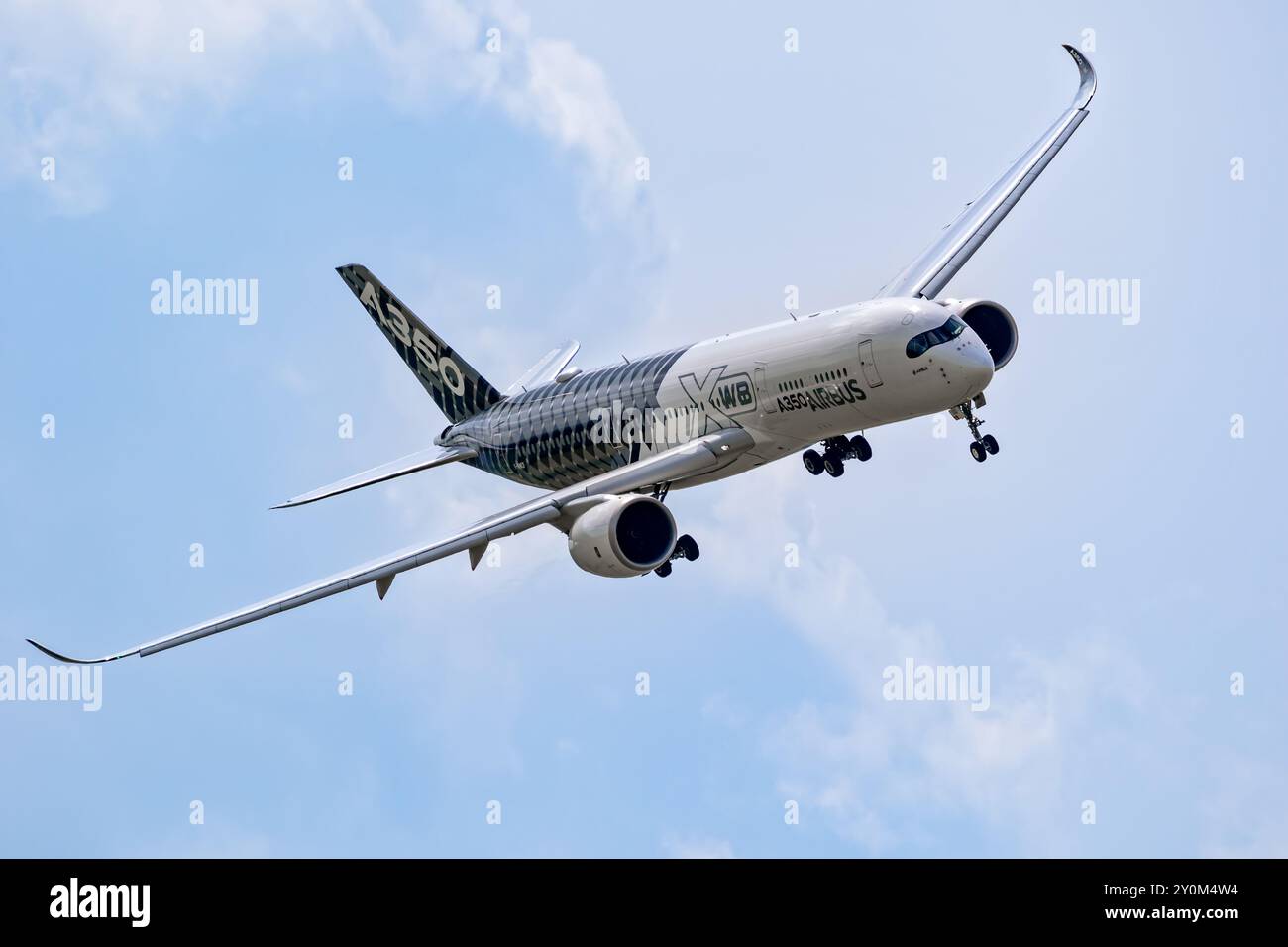 Airbus A350 XWB passenger aircraft in flight during the Berlin ILA Air ...