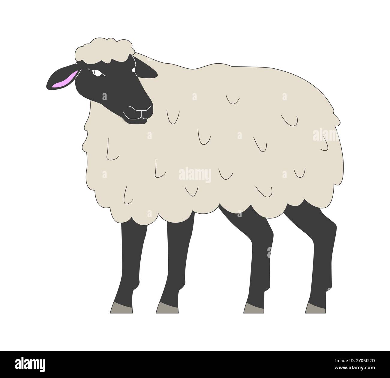 Black faced sheep standing 2D cartoon character Stock Vector Image ...