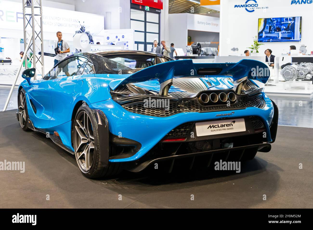 McLaren 765LT Spider sports car at the IAA Mobility 2023 motor show in ...