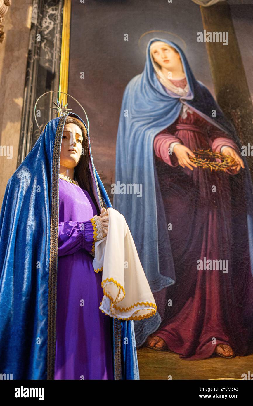 Statue of Our Lady of Weeping inside a Catholic church.Lisbon-Portugal ...