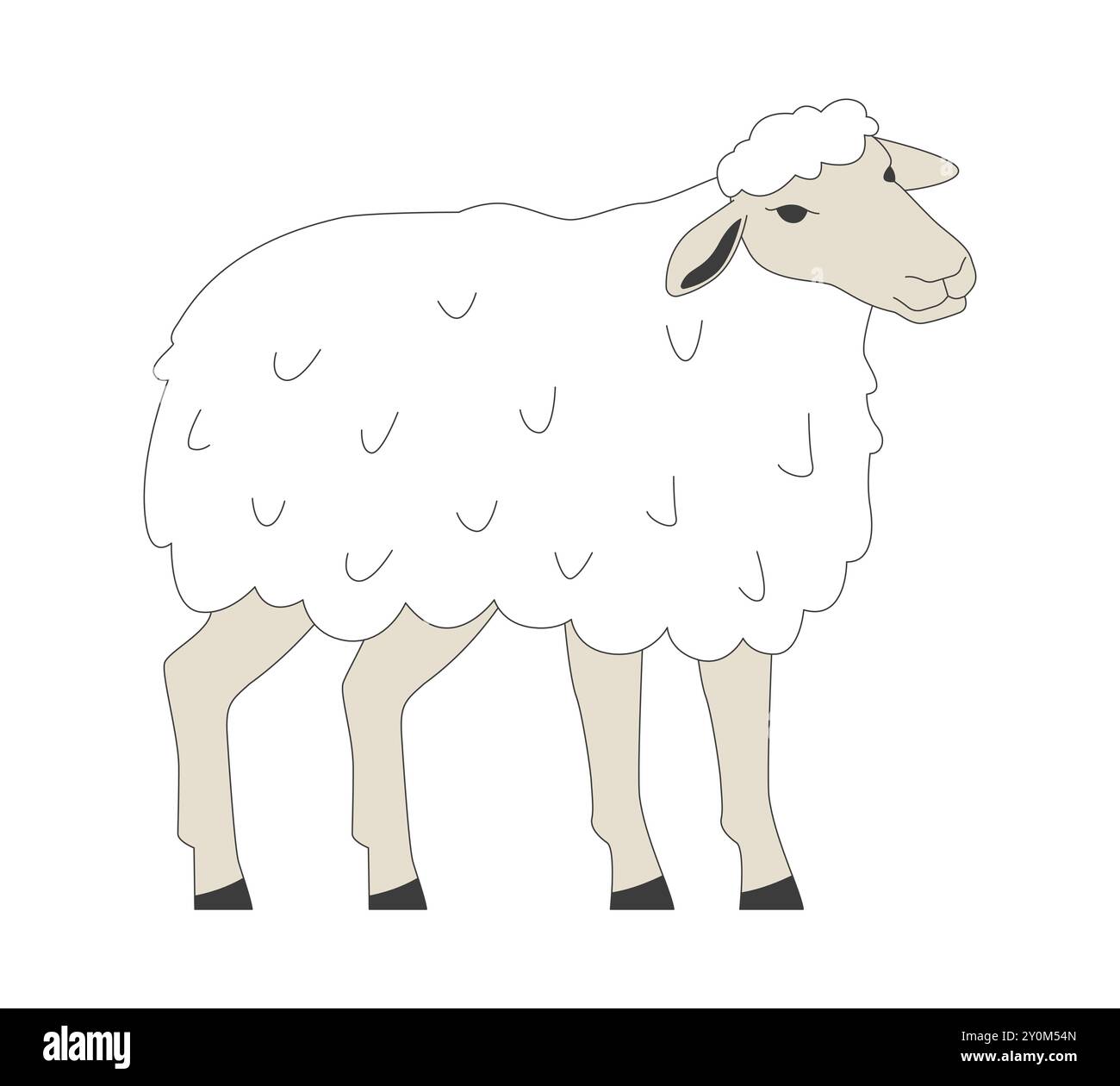 Funny sheep with fluffy wool 2D cartoon character Stock Vector Image ...