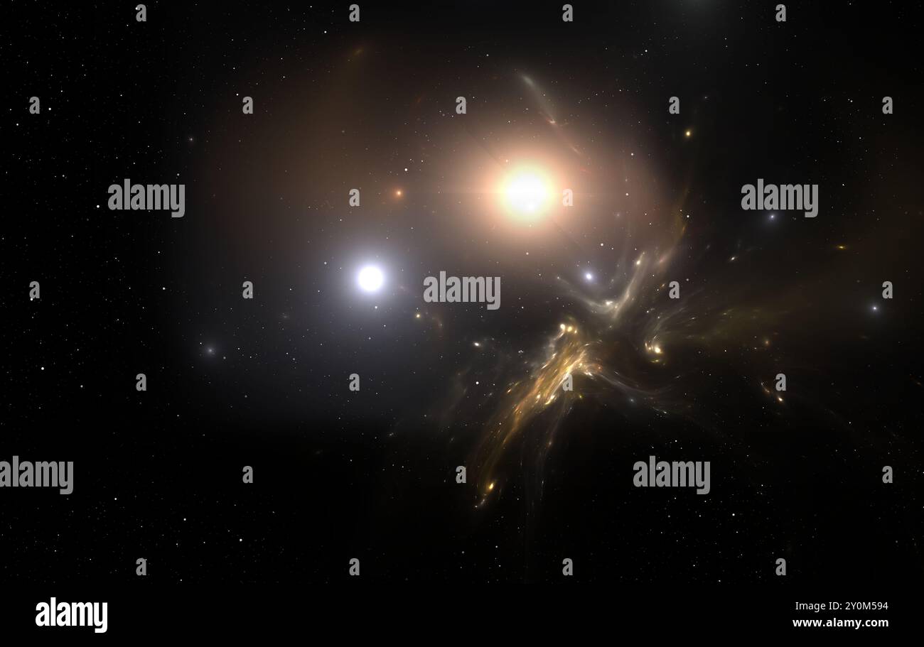 Two stars orbit about their common center of mass Stock Photo - Alamy