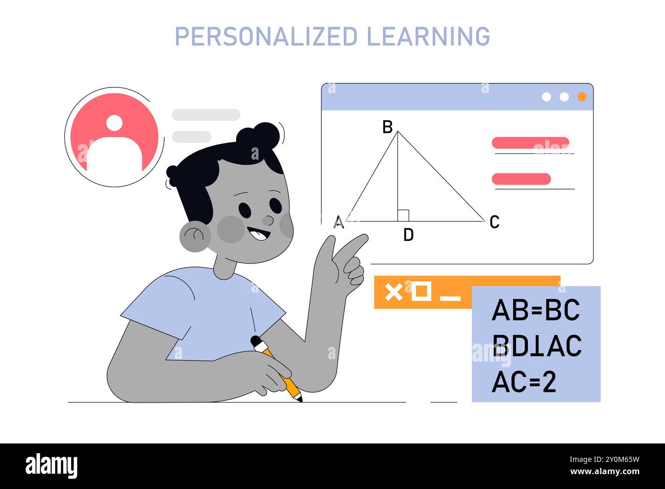 Personalized Learning concept. Interactive geometry lesson on computer ...