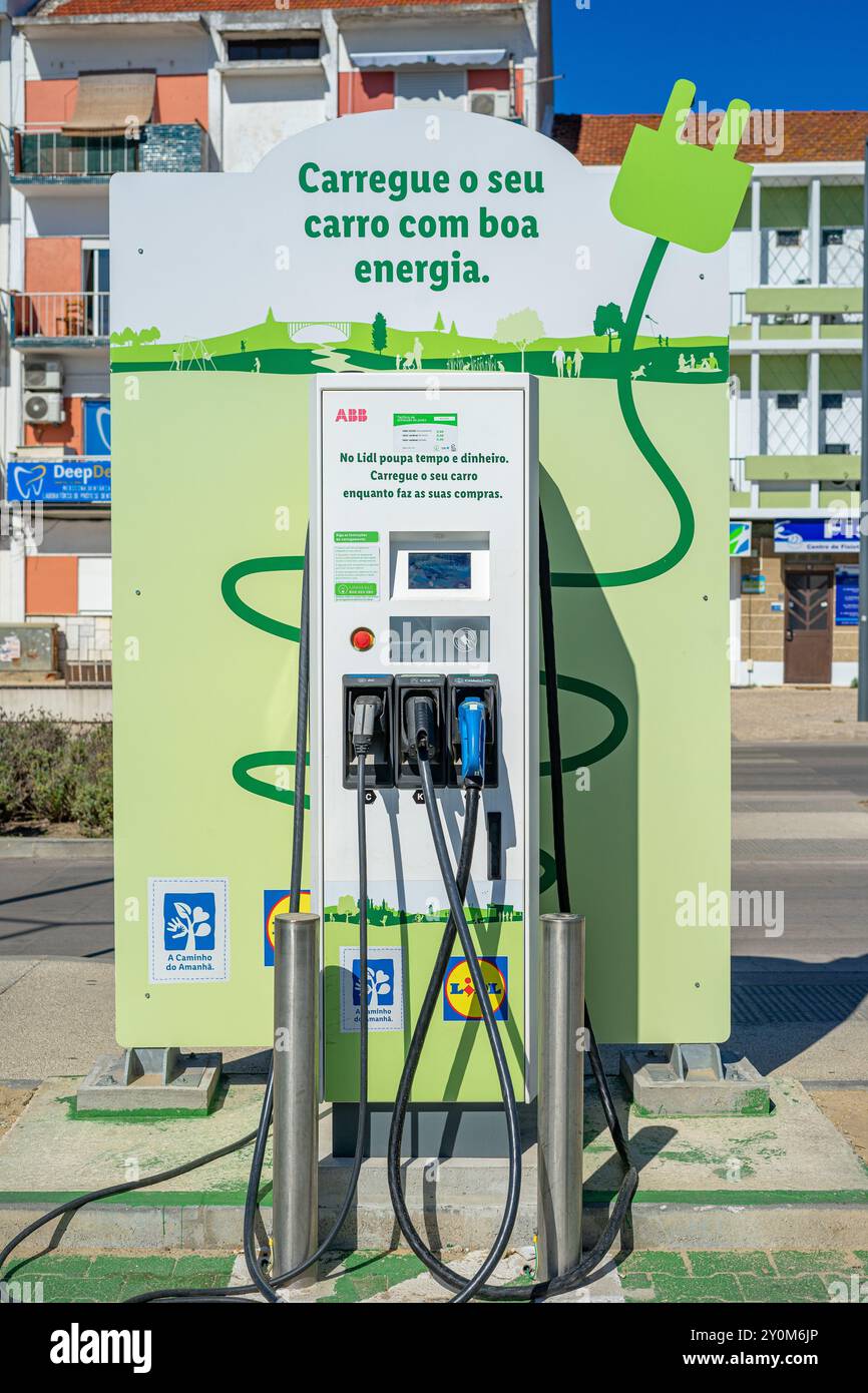 Electric vehicle charging station in the Lidl supermarket parking lot ...