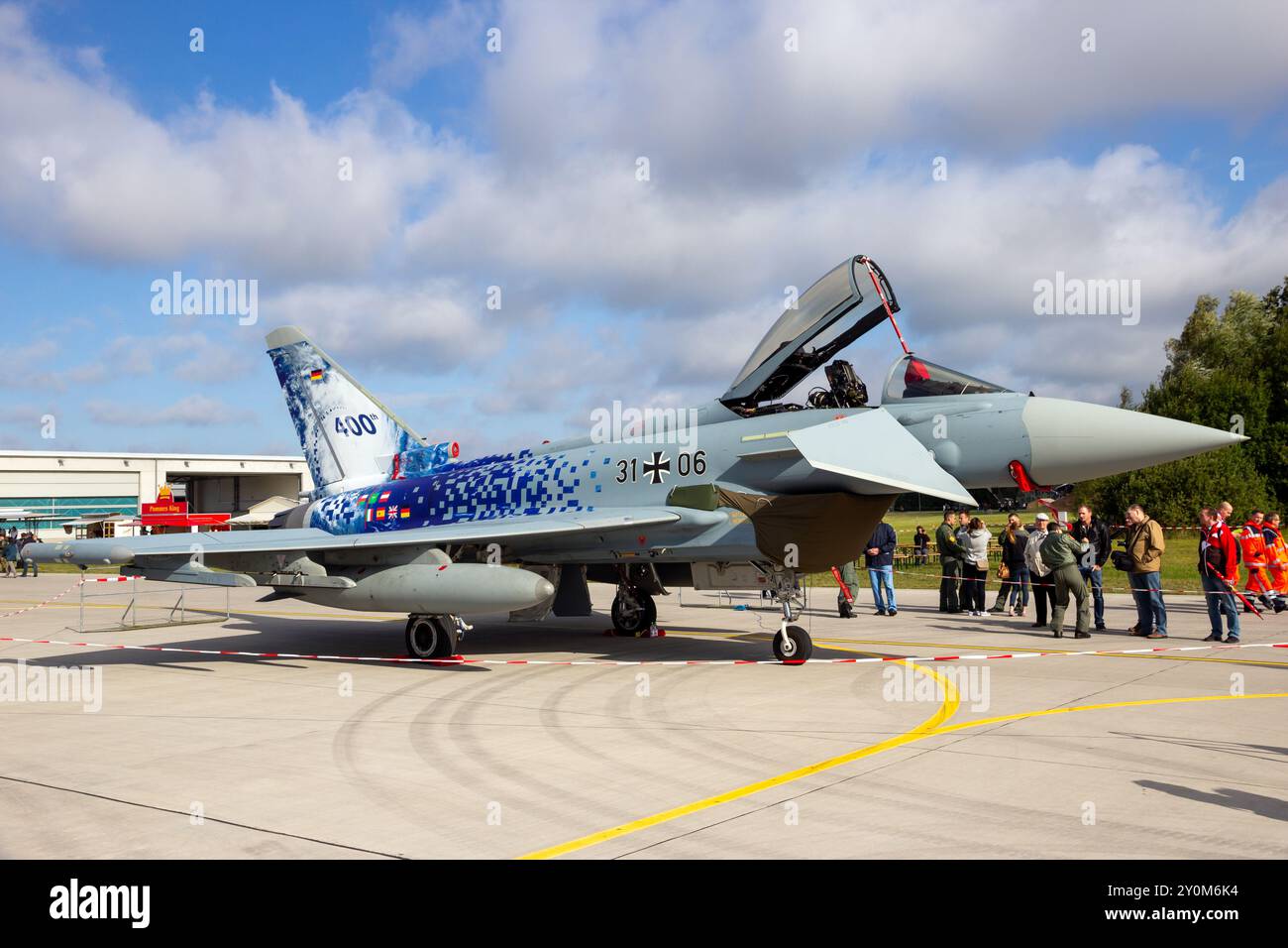 German Air Force Eurofighter Typhoon fighter jet at Laage Air Base ...