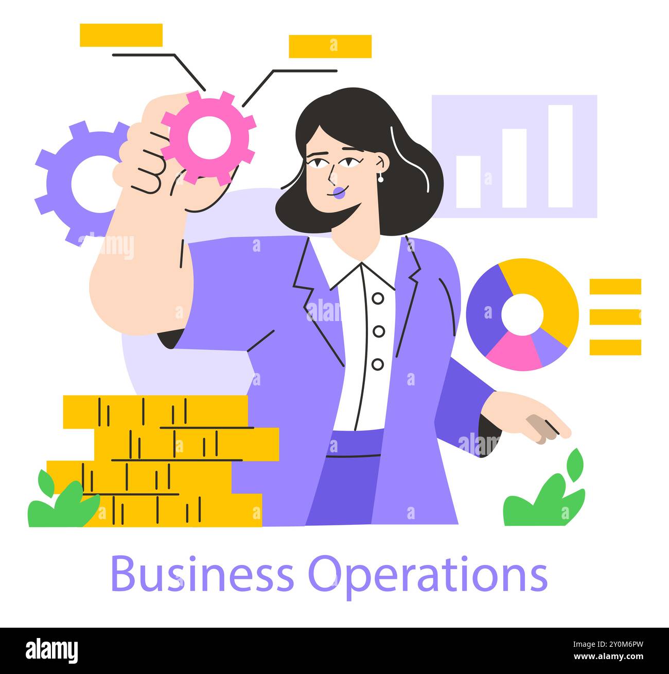 Business Operations concept. Professional woman managing workflow with ...