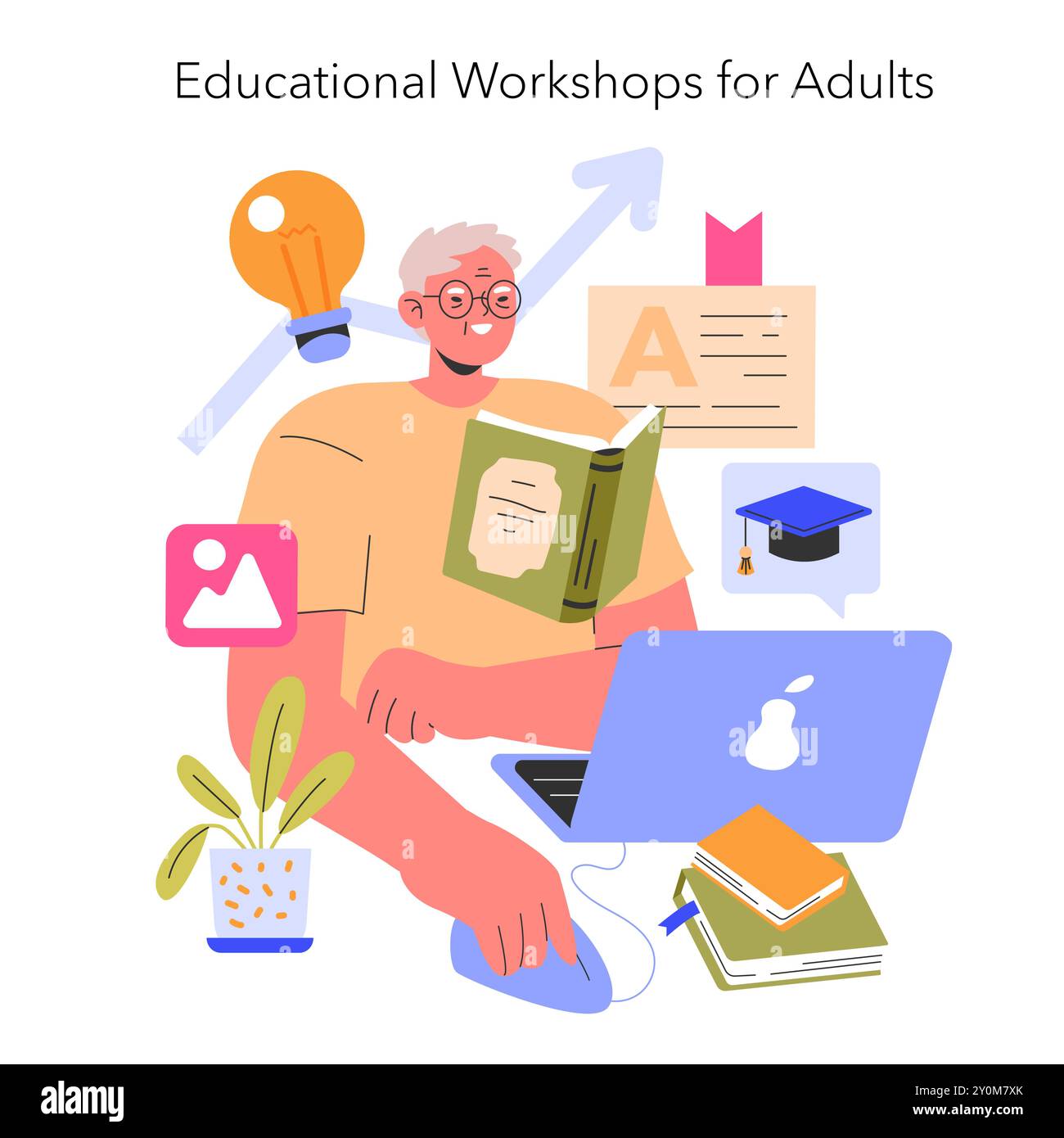 Adult Education Concept. Lifelong learning and skill improvement through educational workshops ...