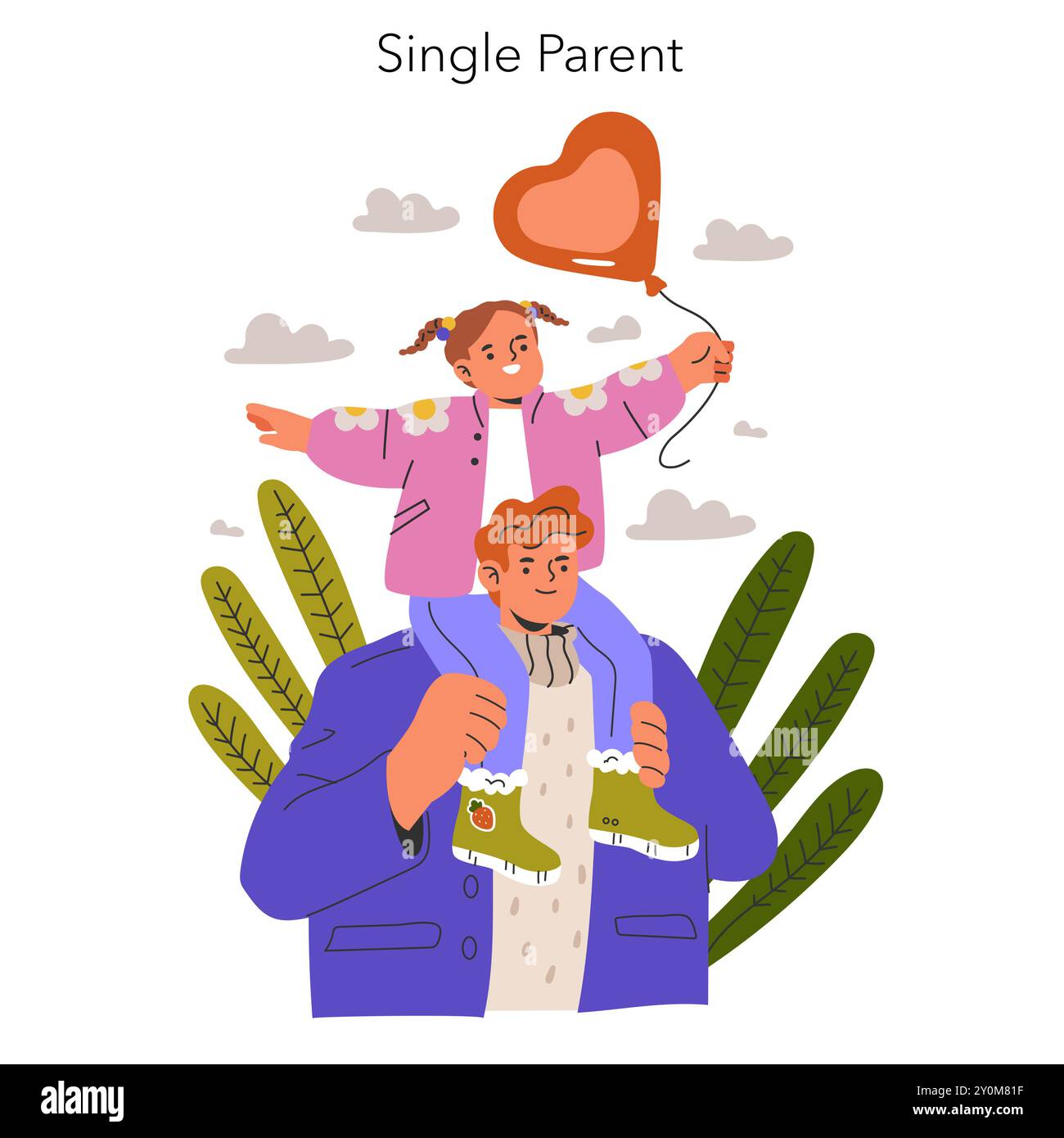 Single Parent concept. A caring father smiling with his happy child on ...