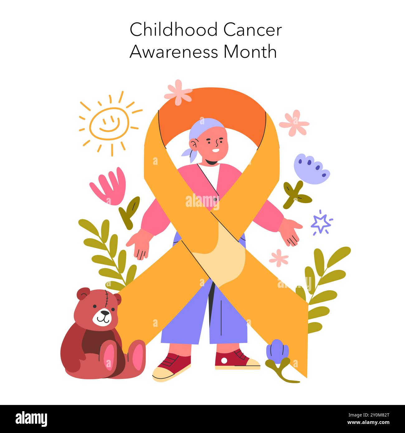 Childhood Cancer Awareness Month concept. Illustration showing support ...