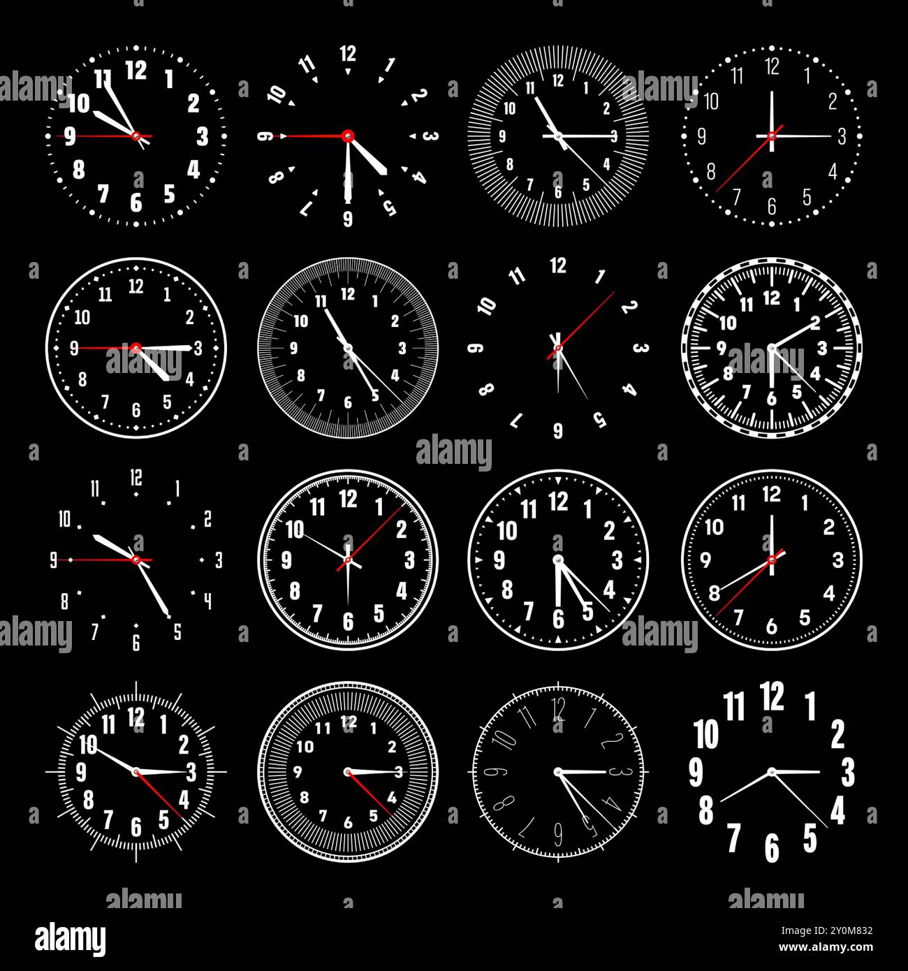Mechanical clock faces with hands, bezel. Watch dial with minute, hour ...
