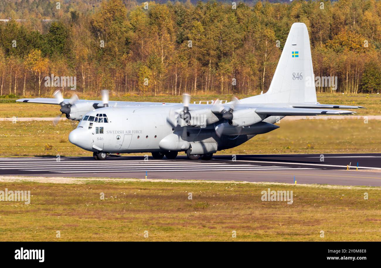 Swedish Air Force Lockheed C-130H Hercules transport plane departing ...