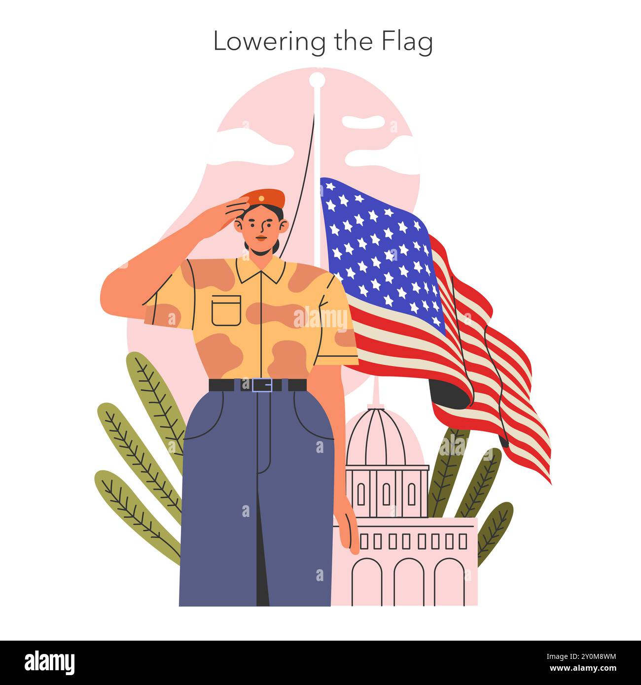 Lowering flag Cut Out Stock Images & Pictures - Alamy