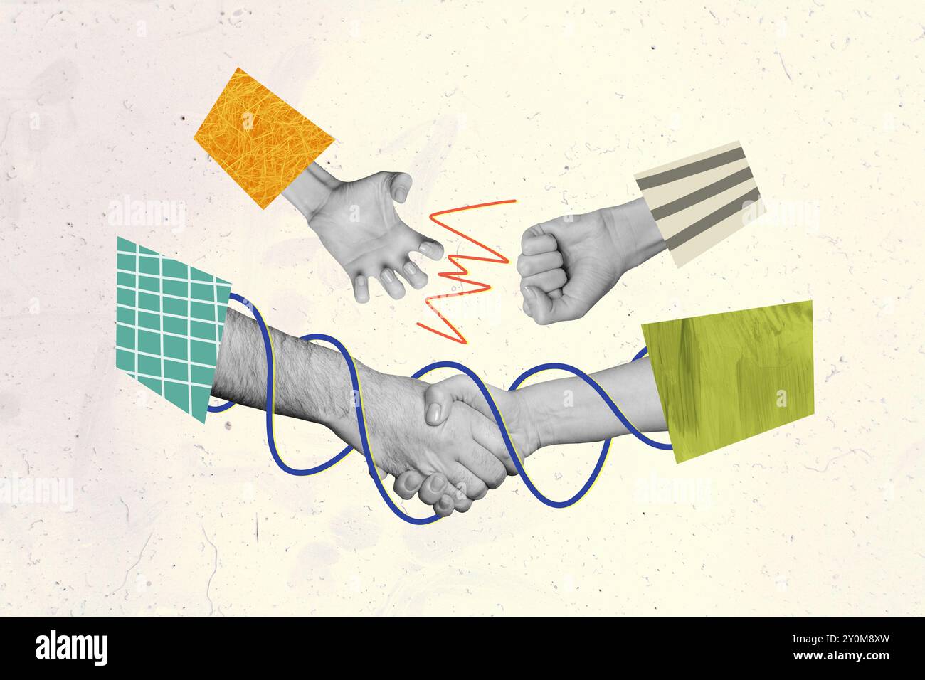 Creative poster collage handshake union partnership gesture greeting ...