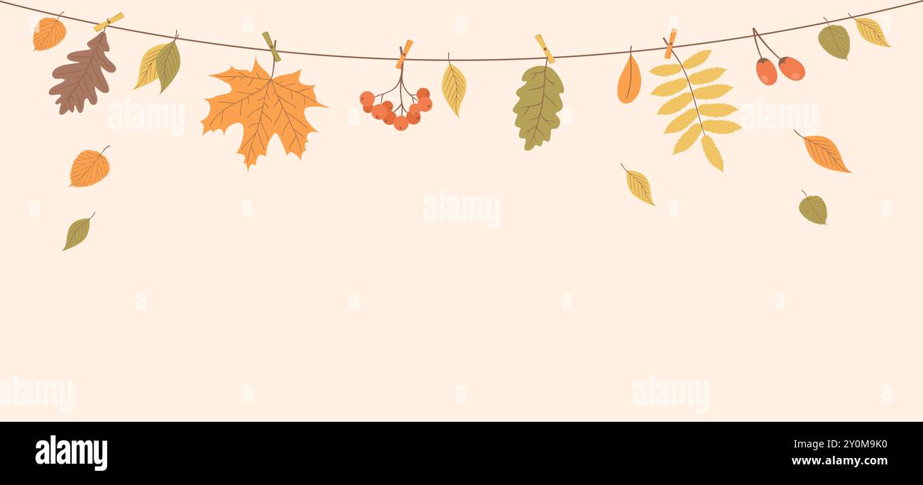 Leaves hanging on a string Stock Vector Images - Alamy