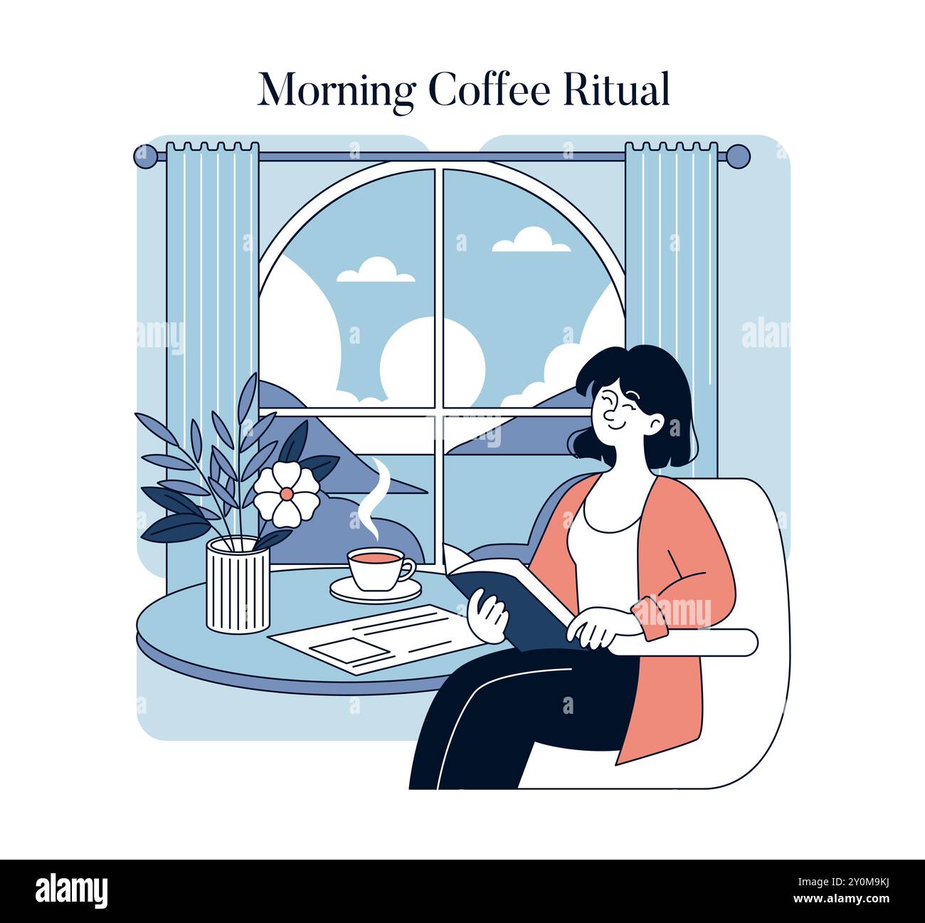 Woman sunshine window illustration hi-res stock photography and images ...