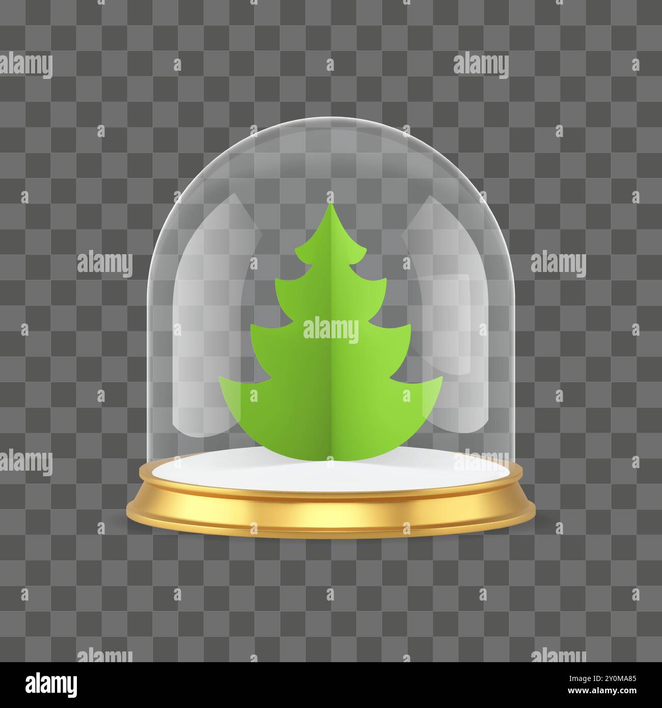 Christmas tree souvenir glass dome toy isolated on transparent ...